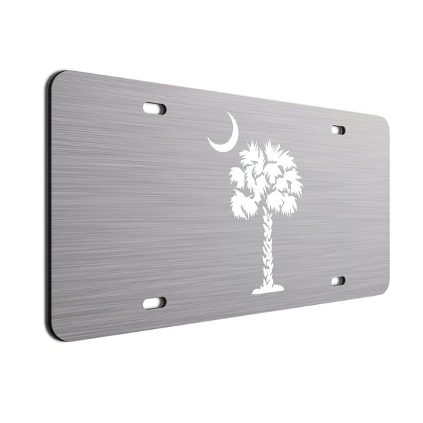 Palm Tree Crescent Moon Brushed Aluminum ACM License Plate South ...