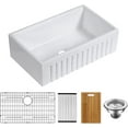 33 inch White Farmhouse Sink, Fireclay Porcelain Single Bowl Apron ...