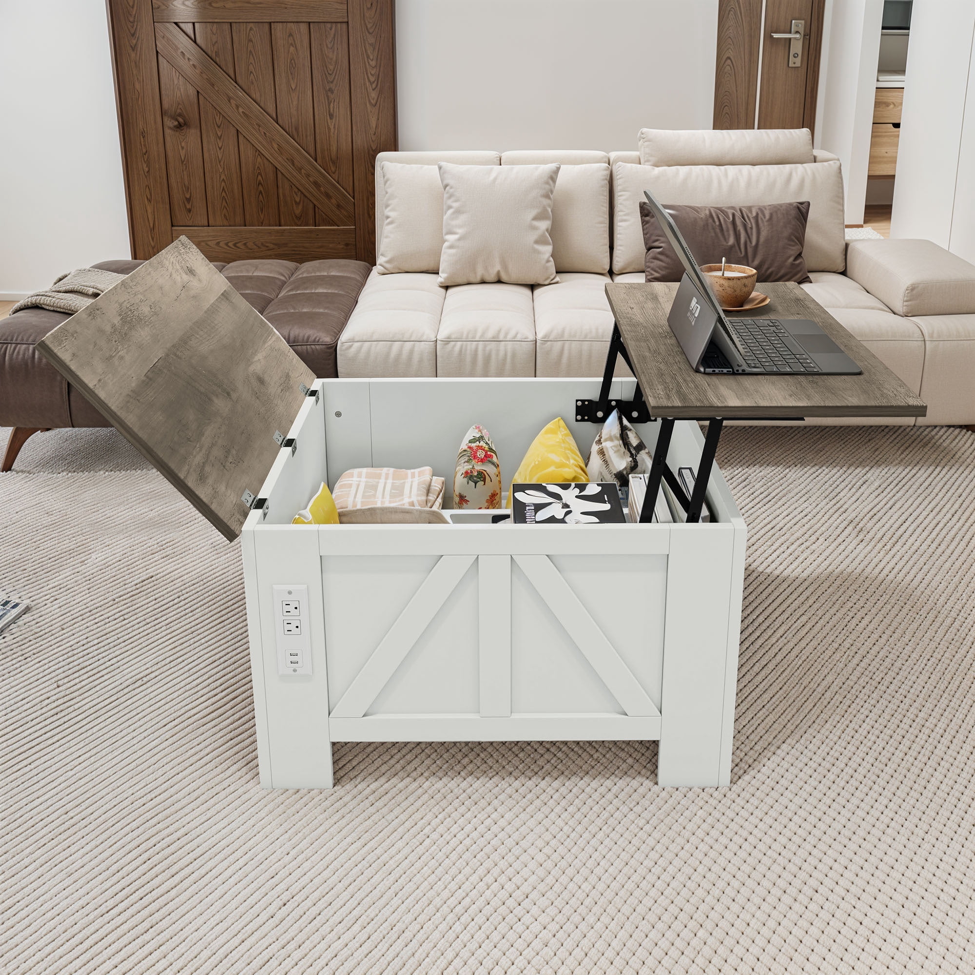 Click here for Dextrus Rustic White Lift Top Coffee Table With St... prices