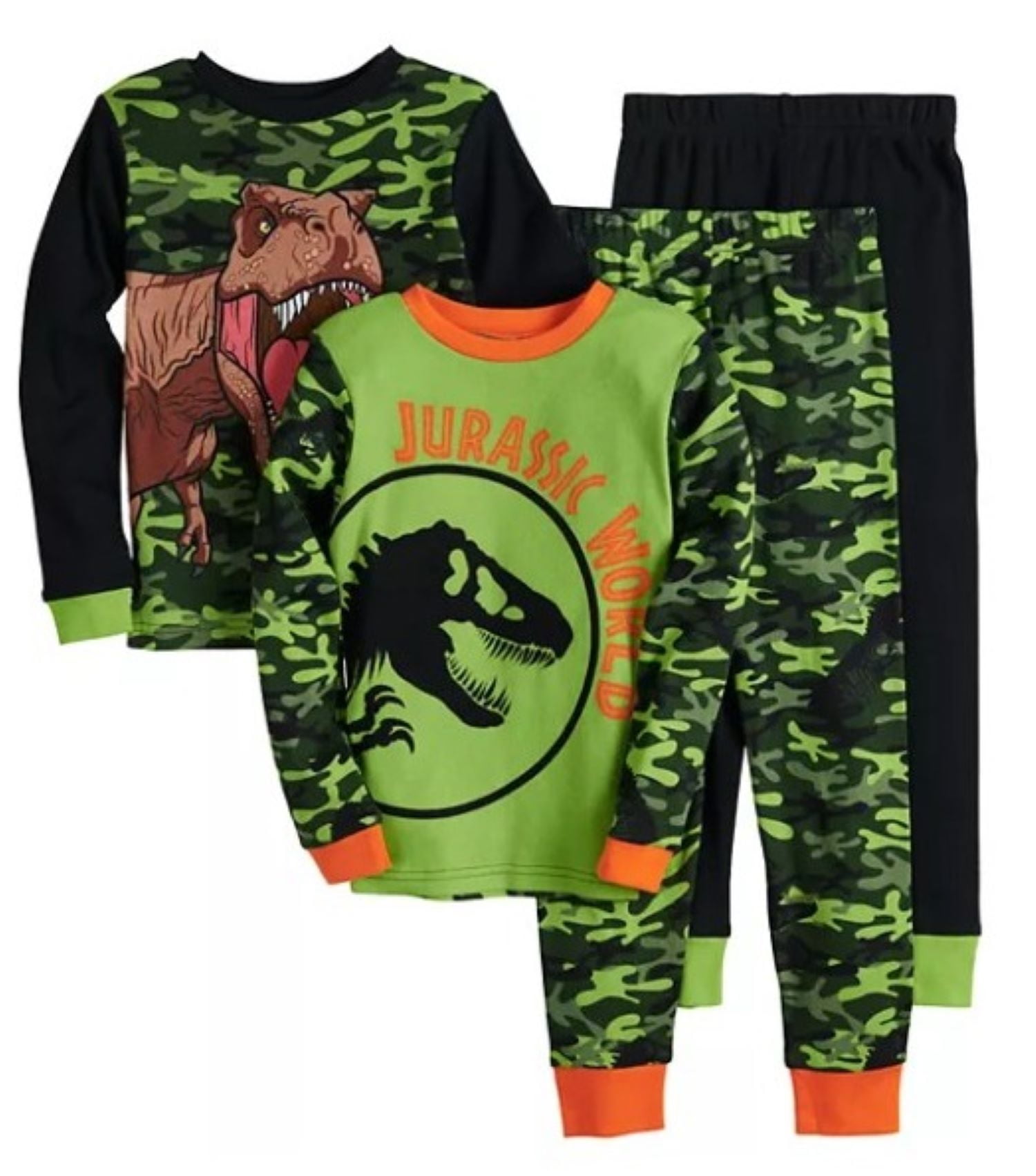 Jurassic World Pajamas for Boys, Long Sleeve 4-Piece Set, Sizes 4-10 ...