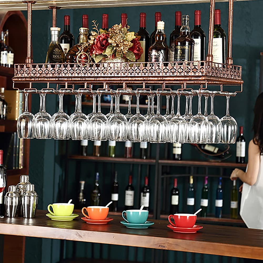 Fichiouy Industrial Vintage Style Bar Goblet Metal Wine Rack,Large ...