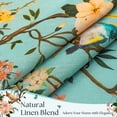 Aqua Blue and Green Linen Floral Bird Curtains 102" Long, Botanical ...