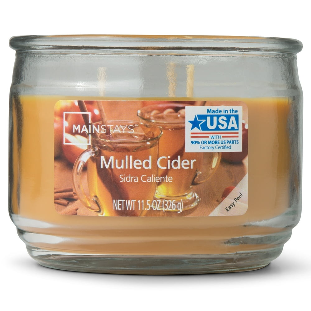 Mainstays Mulled Cider Scented 3-Wick Glass Jar Candle, 11.5 oz ...