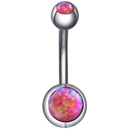 HTWW 14g Fire Opal Belly Button Rings 316l Surgical Stainless Steel ...