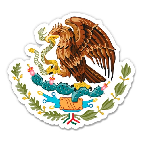 Mexican Eagle Coat of Arms Flag - 3" Vinyl Sticker - For Car Laptop I-Pad Phone Helmet Hard Hat ...