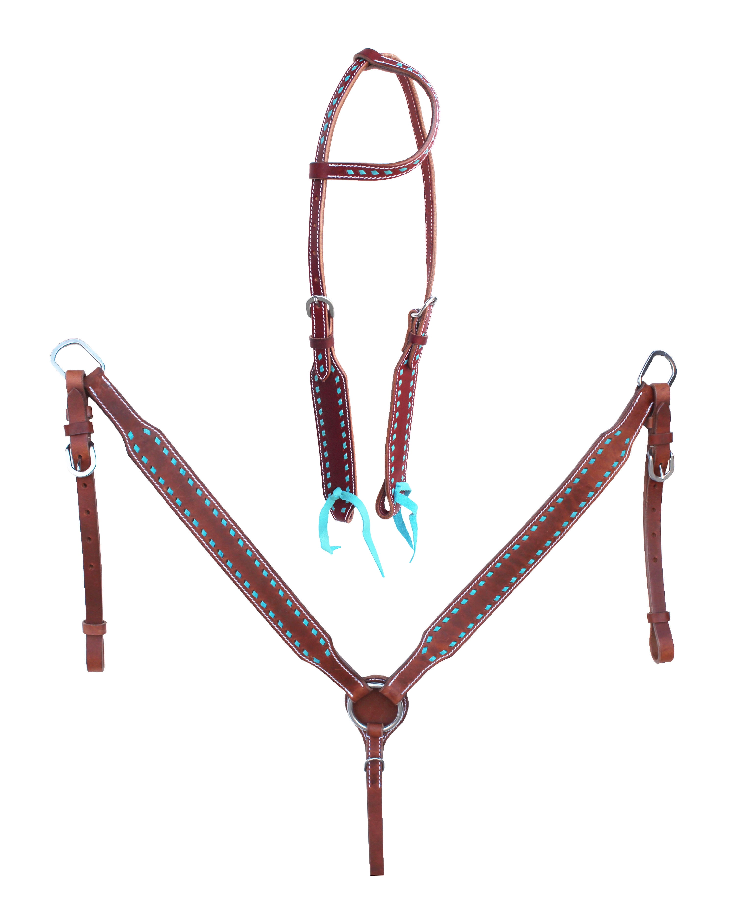 Horse Western Turquoise Buckstitch One Ear Bridle Breast Collar Tack ...