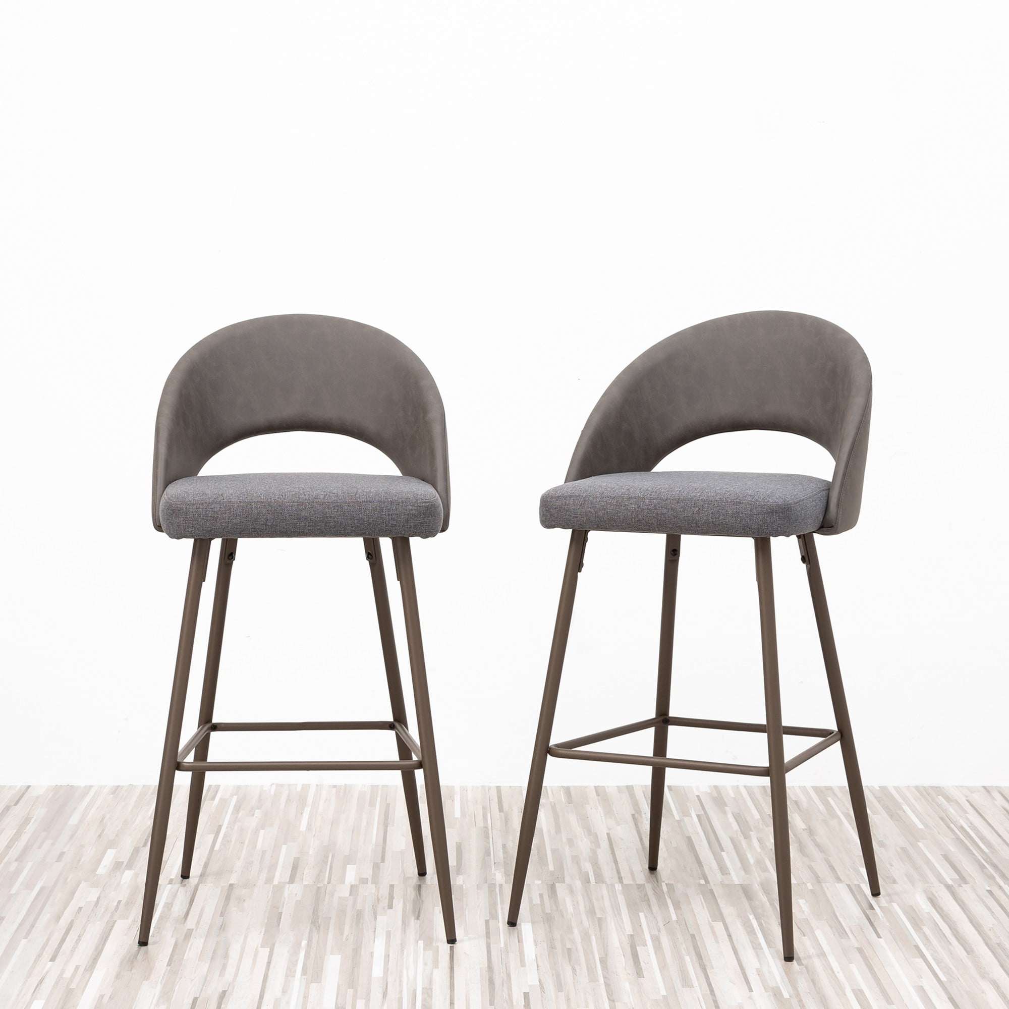 Glitzhome 40 Inch Tall Counter Height Bar Stools Set of 2 Mixing Fabic ...