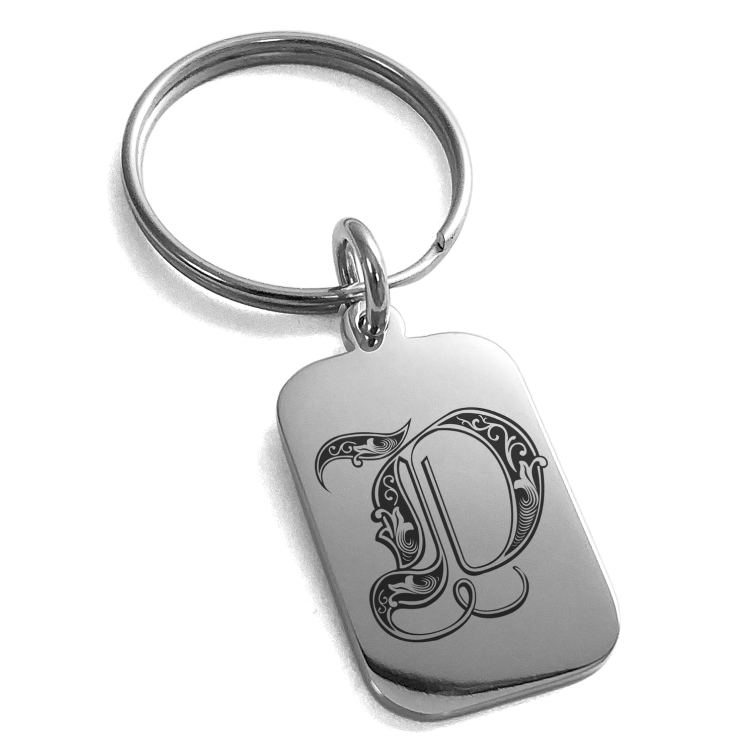 Stainless Steel Letter D Initial Royal Monogram Engraved Small ...