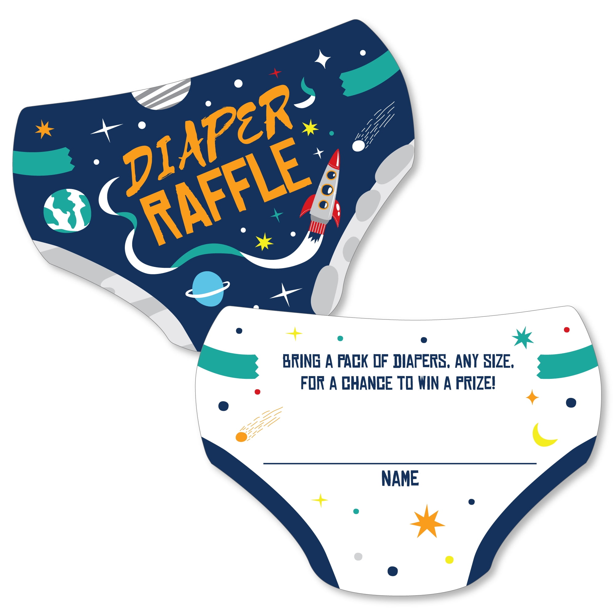 Big Dot of Happiness Blast Off to Outer Space - Diaper Shaped Raffle ...