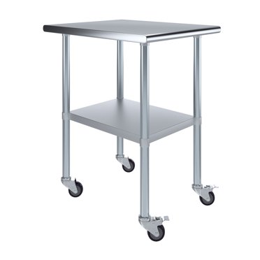 AmGood 36" Long x 18" Deep Stanless Steel Work Table with Casters ...