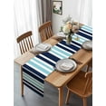 Burlap Table Runner 60 Inches Long, Navy Blue Turquoise Striped Non ...