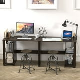 SHW Cyrus Collection 38-inch Dorm Room Desk with Shelves, Espresso ...