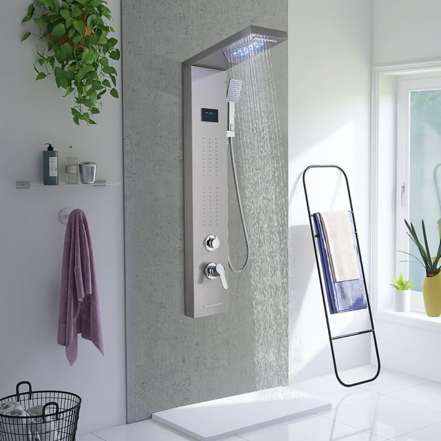 Led Shower Panel Tower System 304 Stainless Steel 5 Function With