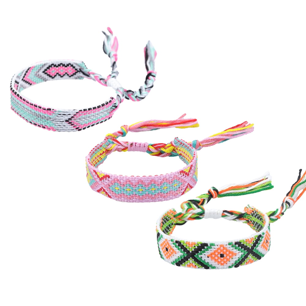 3pcs Bracelet Woven Tassel Bangles Boho Jewelry for Women, Friendship ...