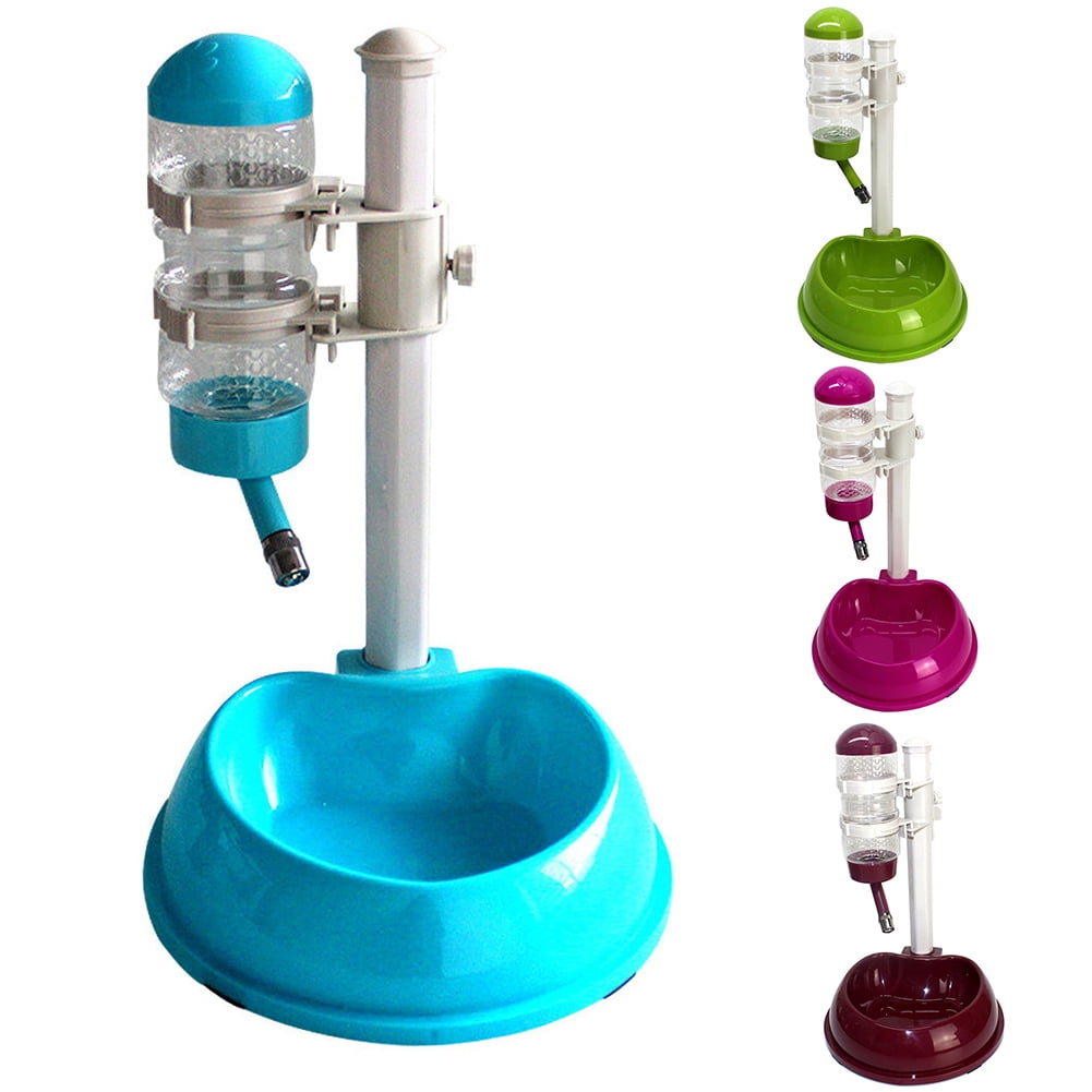 Cheers.US Pet Dog Cat Adjustable Automatic Water Food Feeder Bowl ...
