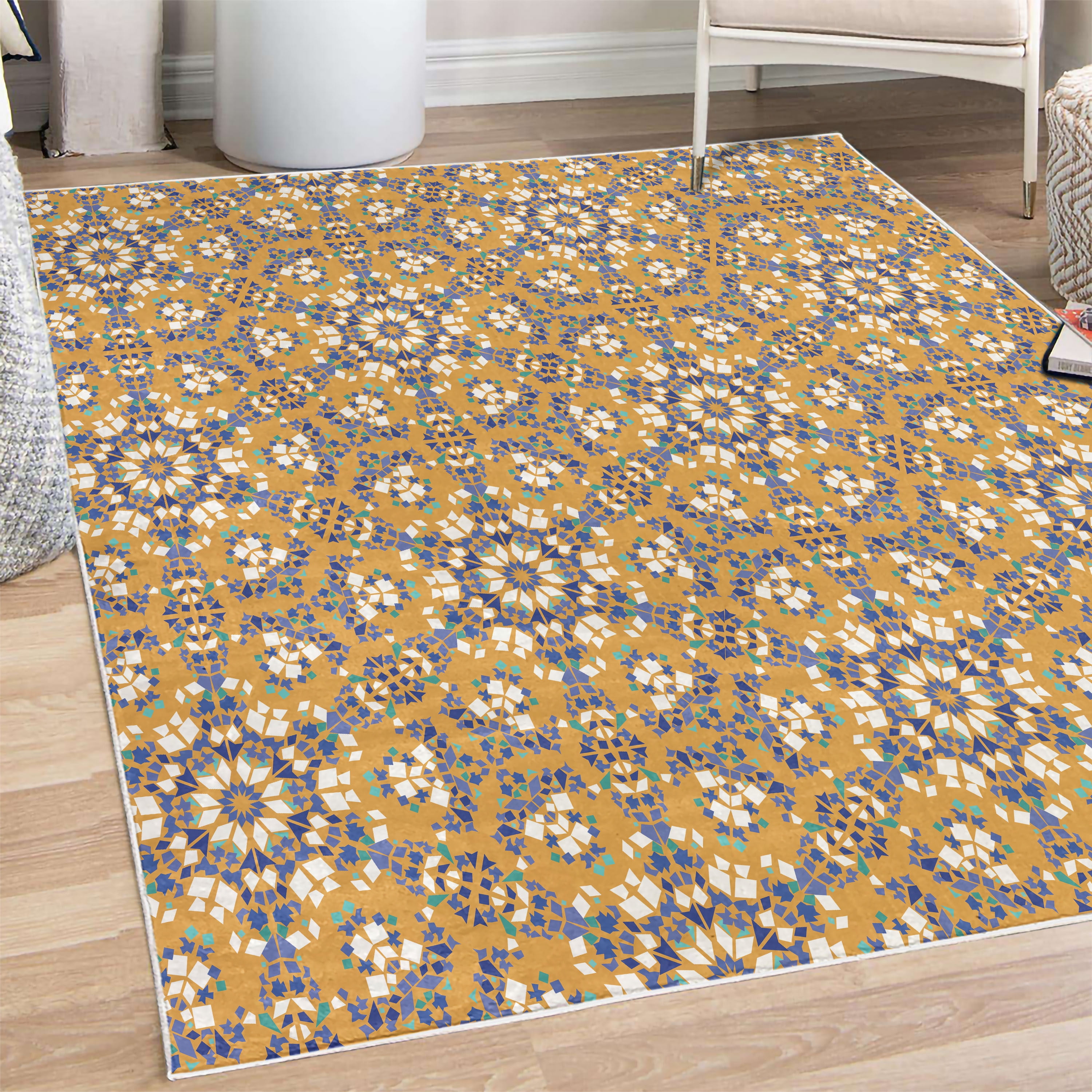 Mosaic Decorative Rug, Antique Roman Time Inspired Rock Design with ...