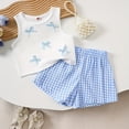 Babcutegg Girls Plaid Two-Piece Outfit – Sweet Bow Accent Sleeveless ...