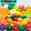 SYNCFUN 68 Pcs Cutting Play Food, Fake Food for Kids Kitchen, Cuttable ...