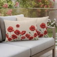 2 Pack Outdoor Waterproof Throw Pillow Covers,Vintage Red Poppy Flowers ...