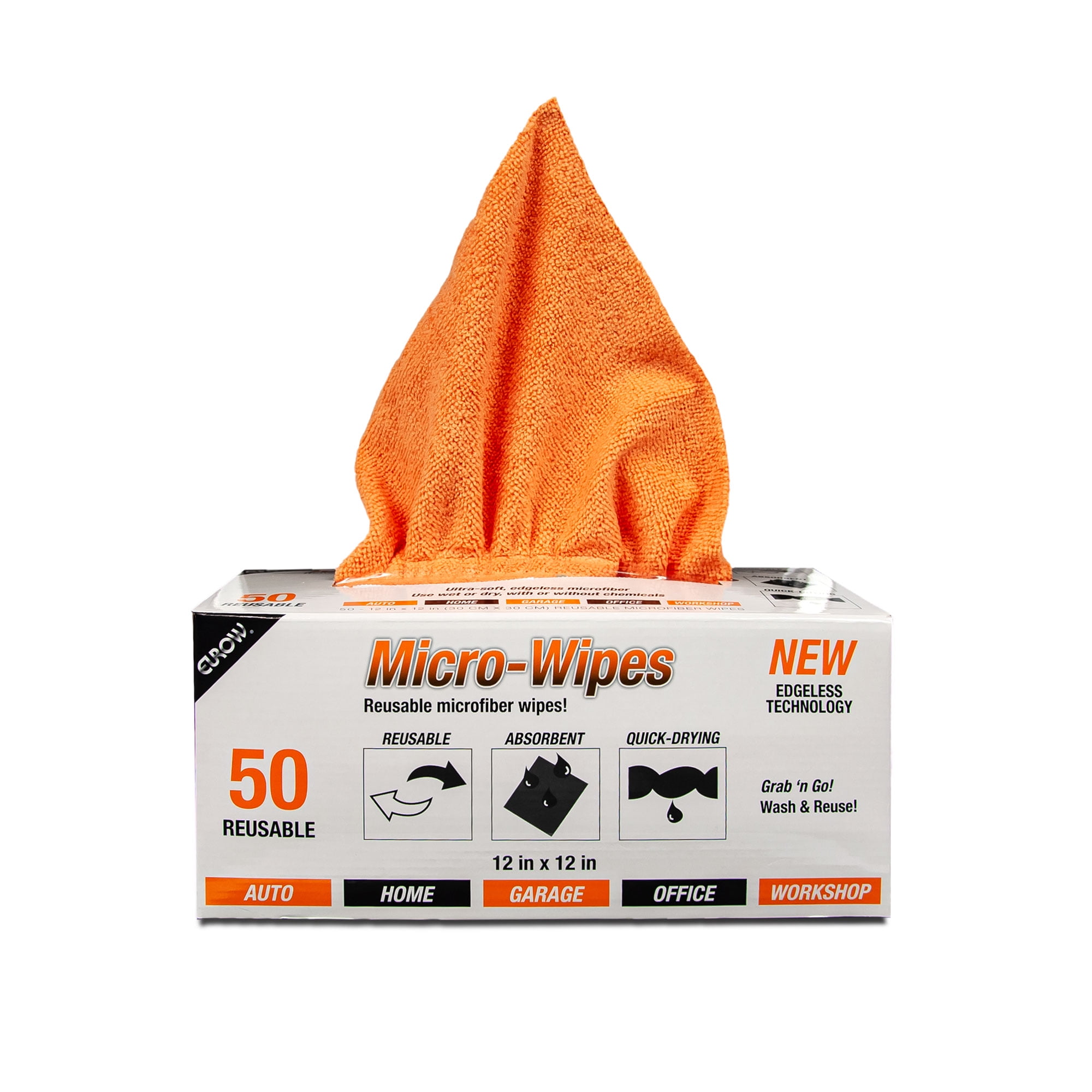 Eurow Microfiber Wipe and Clean Cloths 12" x 12" with Dispenser Box 50 ...
