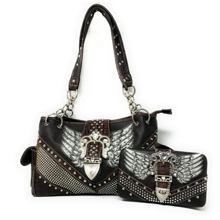 Texas West - Premium Western Rhinestone Studded Angel Wings Buckle ...