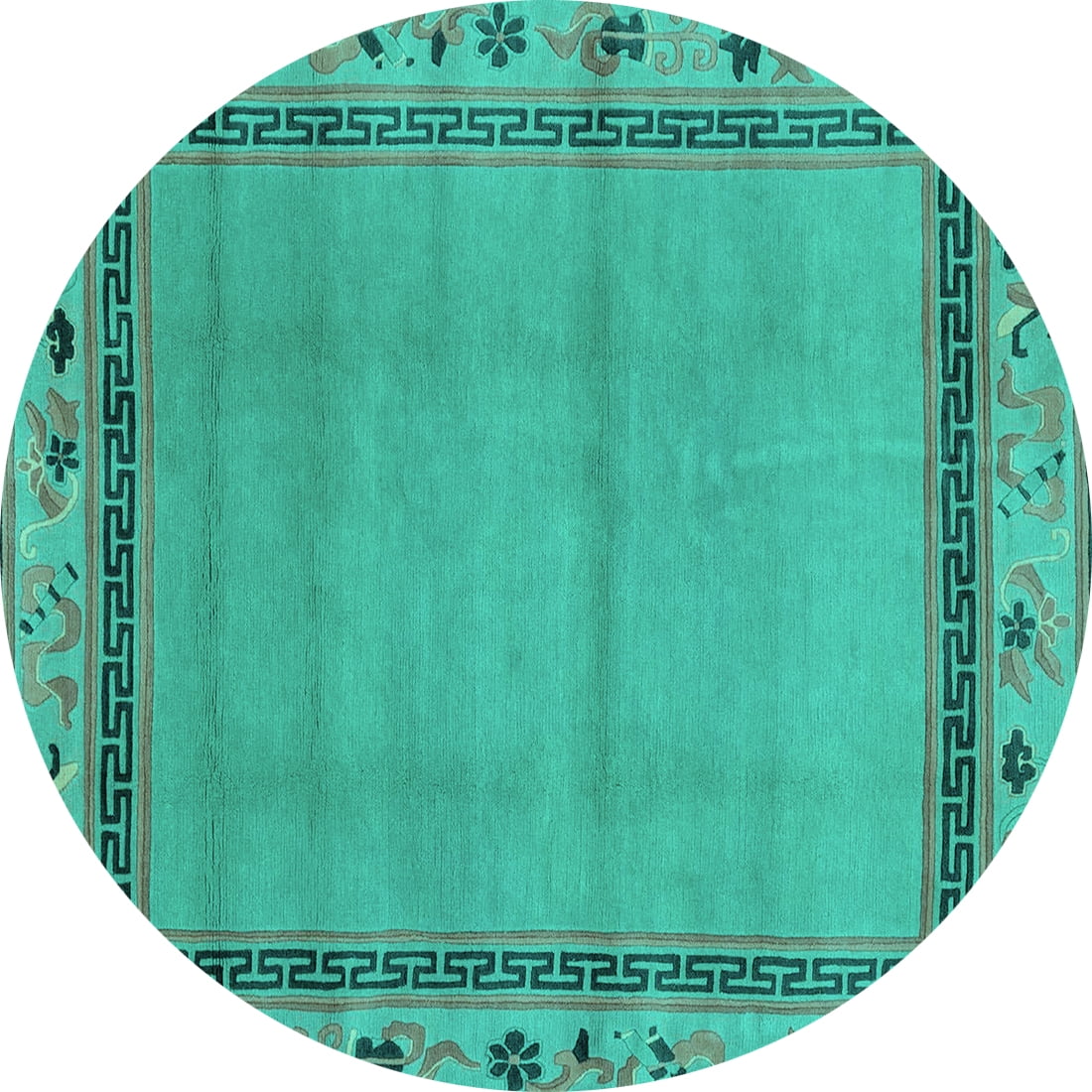 Ahgly Company Indoor Round Oriental Turquoise Blue Asian Inspired Area ...