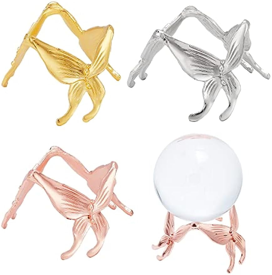 3 Colors Metal Crystal Ball Stand Alloy Butterfly Globe Sphere Display ...