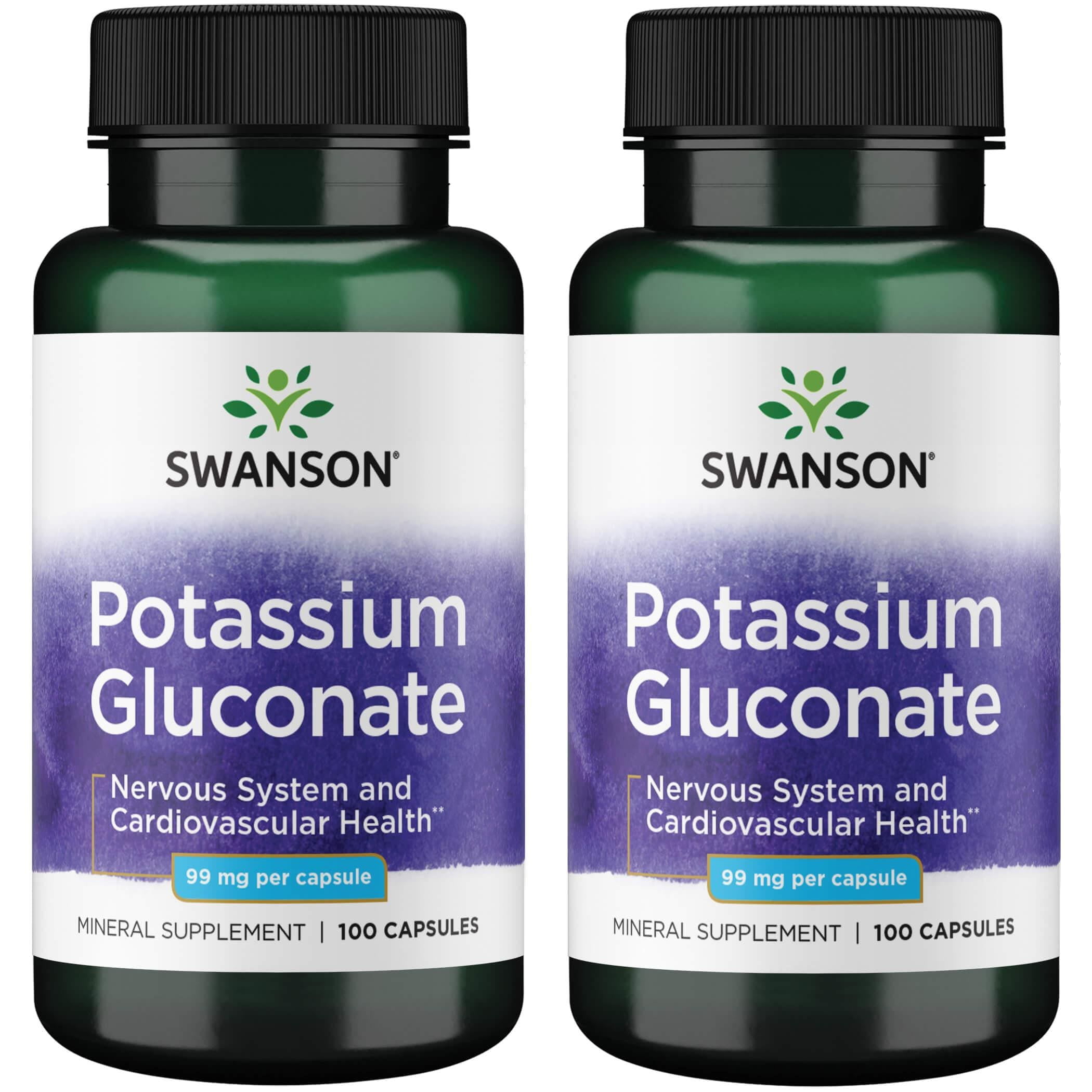 Swanson Potassium Gluconate 99 mg 100 Caps 2 Pack - Walmart.com