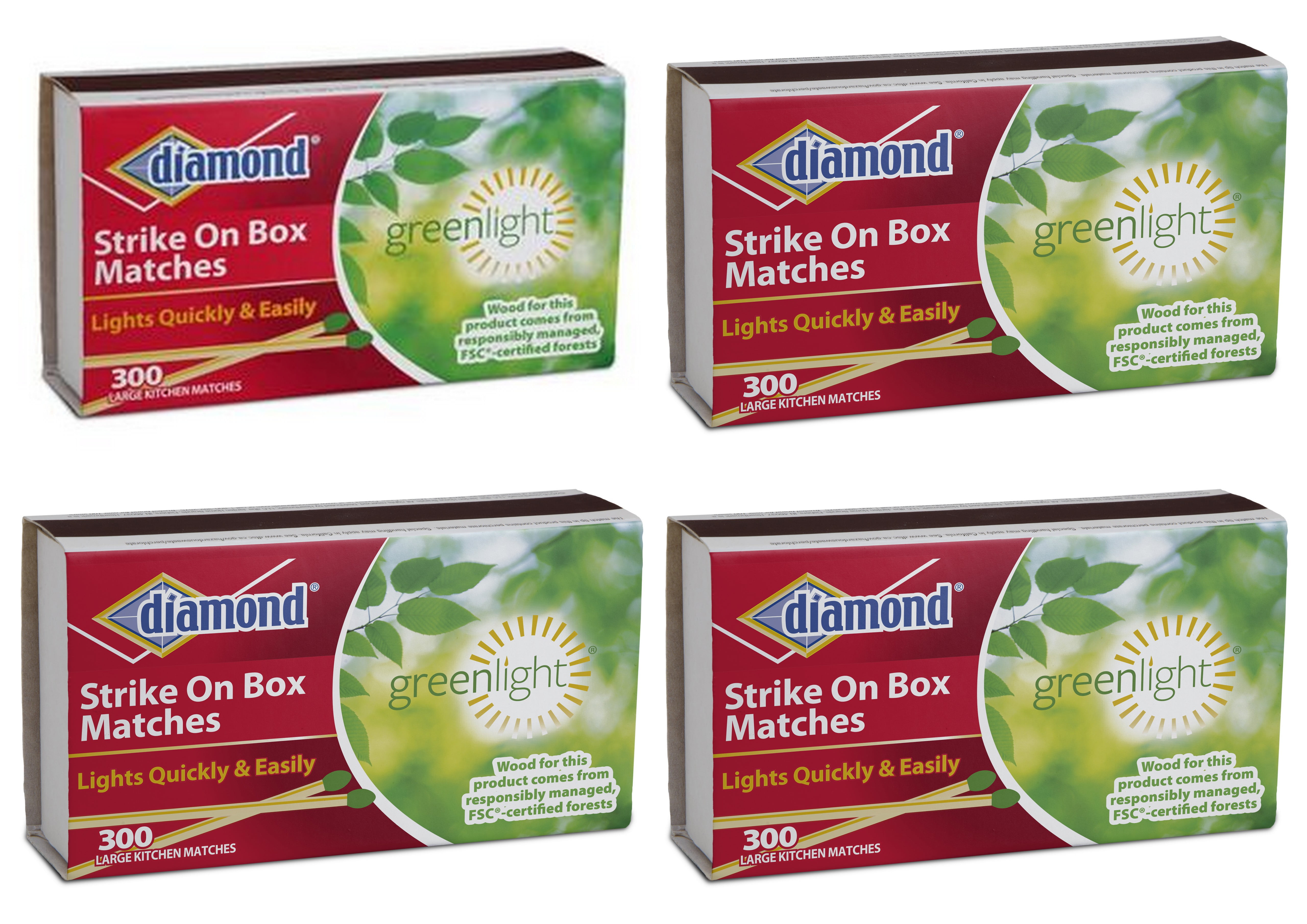 Diamond Greenlight Matches Kitchen Matches, 300 Pieces - 4 Count ...