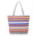 LINEL Striped Tote Bag Zippered Closure Lined Interior Zipper Pocket ...