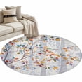 3ft Round Rug, Colorful Leaves Non-Skid Rubber Backing Large Area Rugs ...