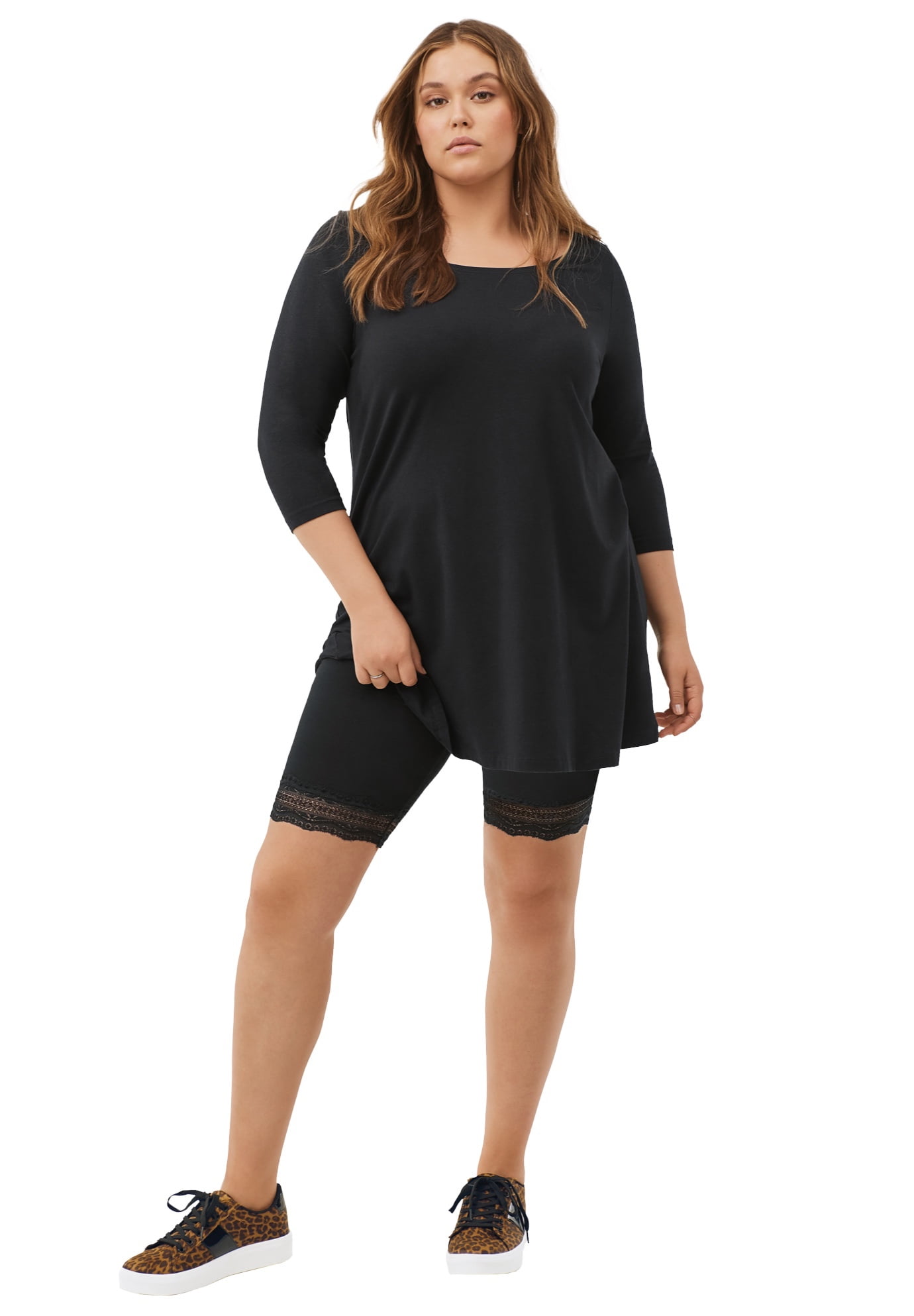 Ellos Women's Lace Hem Bike Shorts Shorts - Walmart.com