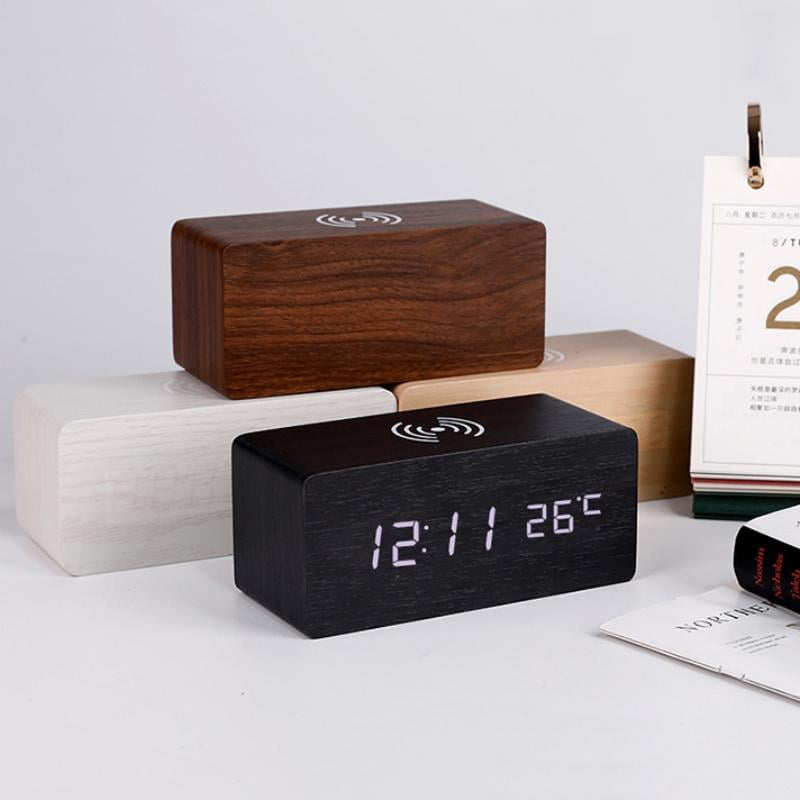 Wireless LED Display Digital Clock Electric Alarm Clock Radio with USB ...