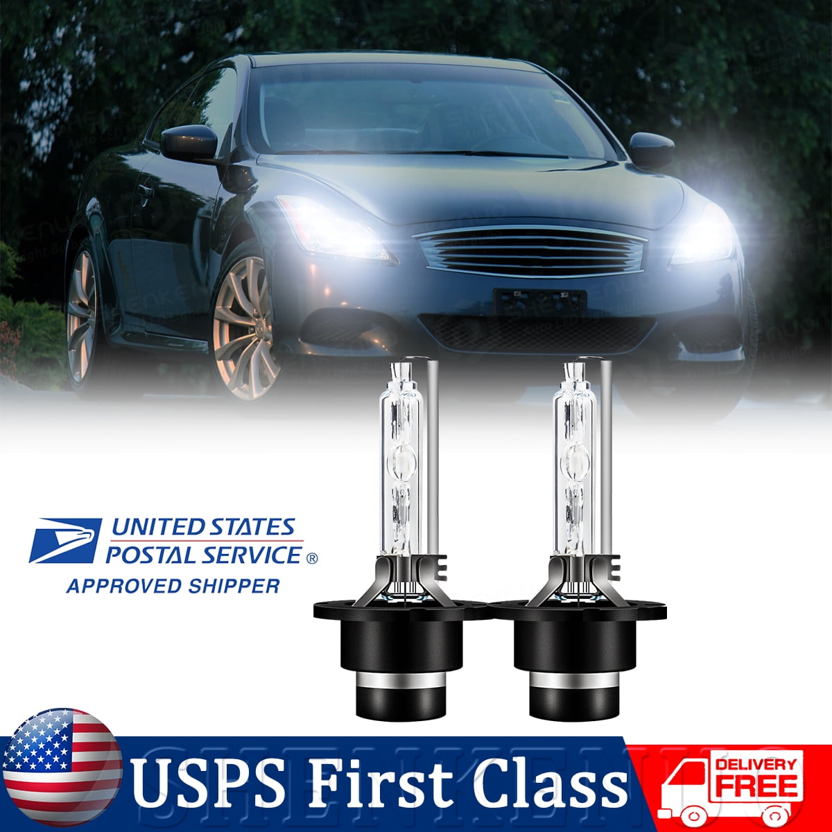 SHENKENUO D2S HID Headlight White Bulb For Infiniti G37 2008-2013 High ...