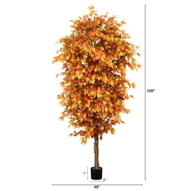 Nearly Natural 7ft. Autumn Maple Artificial Fall Tree, Yellow - Walmart.com