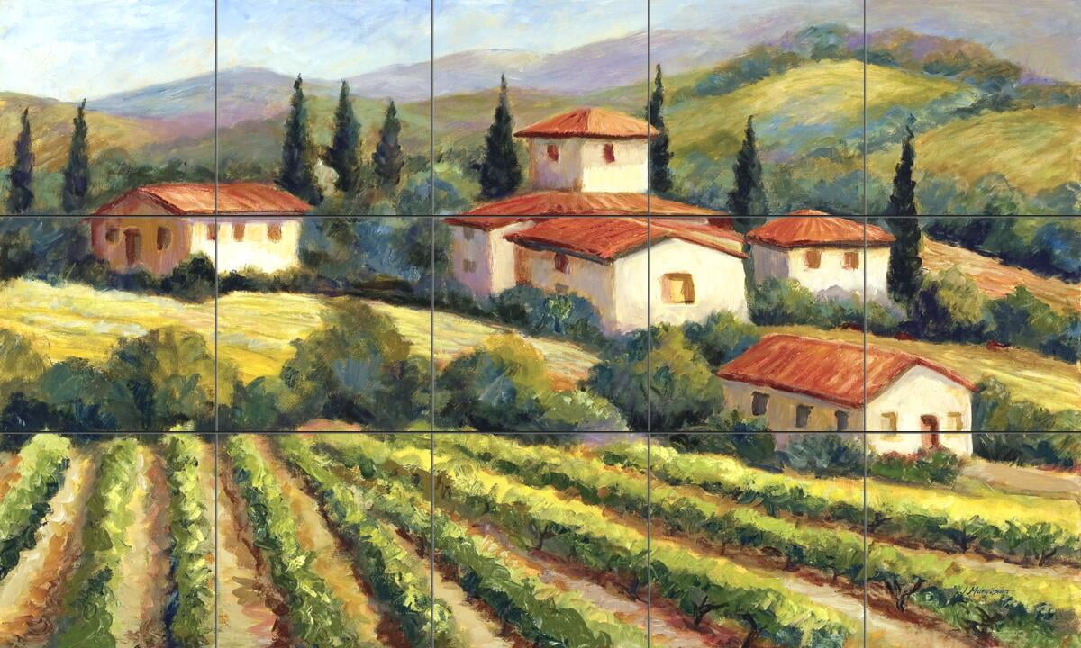 Tile Mural Kitchen Backsplash - Vineyard Villas - by Joanne Margosian ...