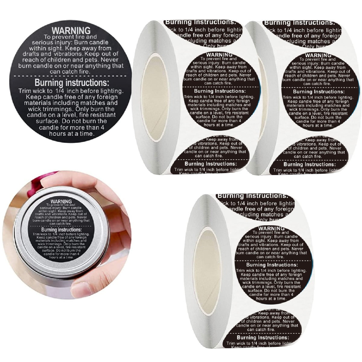 1500Pcs Candle Warning Labels 1.5 inch Round Candle Jar Container ...