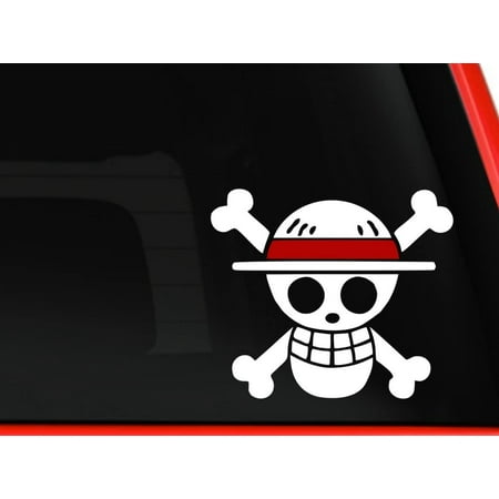 One Piece Luffy Flag White Sticker Decal Pirate Cartoon Anime White Car ...