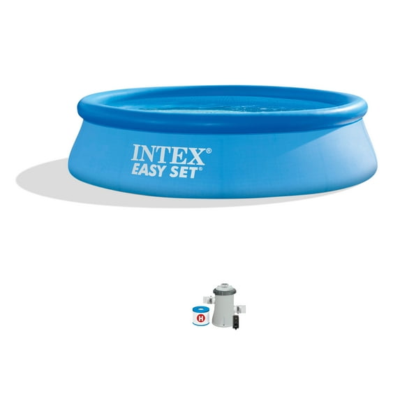 Open Box Intex 10' x 30" Easy Set Swimming Pool & 330 GPH Filter Pump ...