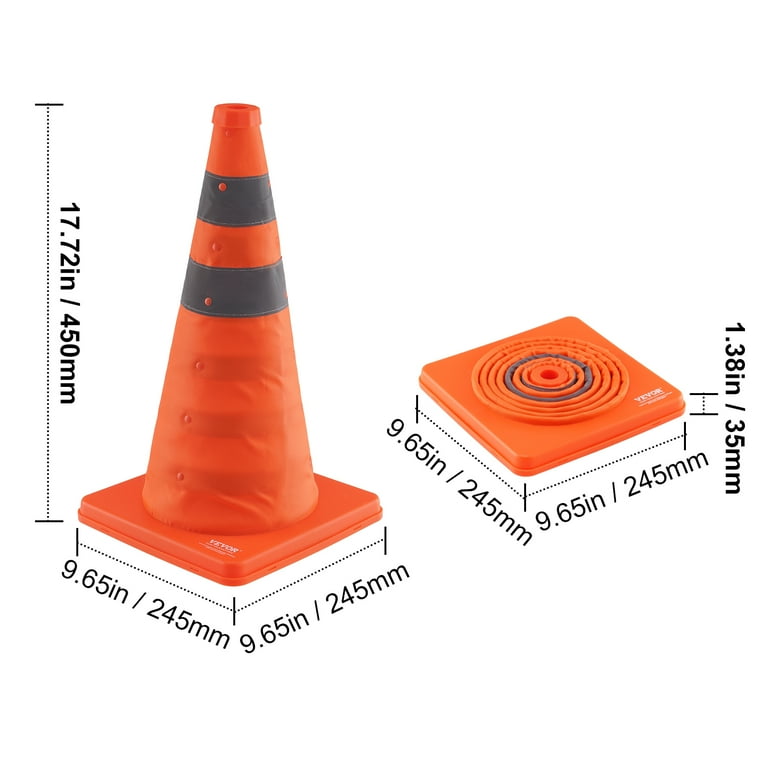 Pylons Cones 4 Pack 18 Inch Collapsible Safety Cones, Orange Road ...