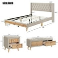 4 PCS Bedroom Sets, Queen Size Upholstered Platform Bed Frame with 2 ...