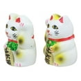 Japanese Right And Left Paws Beckoning Cat Maneki Neko Ceramic Figurine Set of 2 - Walmart.com