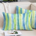 Silk Satin Pillowcase, Watercolor Green Blue Stripe Rectangle Brushed ...