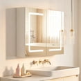 Lighted Medicine Cabinet with Sockets & USB, Large Mirror Cabinet with ...