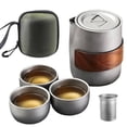 2X Chinese Tea Set Travel Teapot with 3 Cups Tea Cups and Tea Storage ...