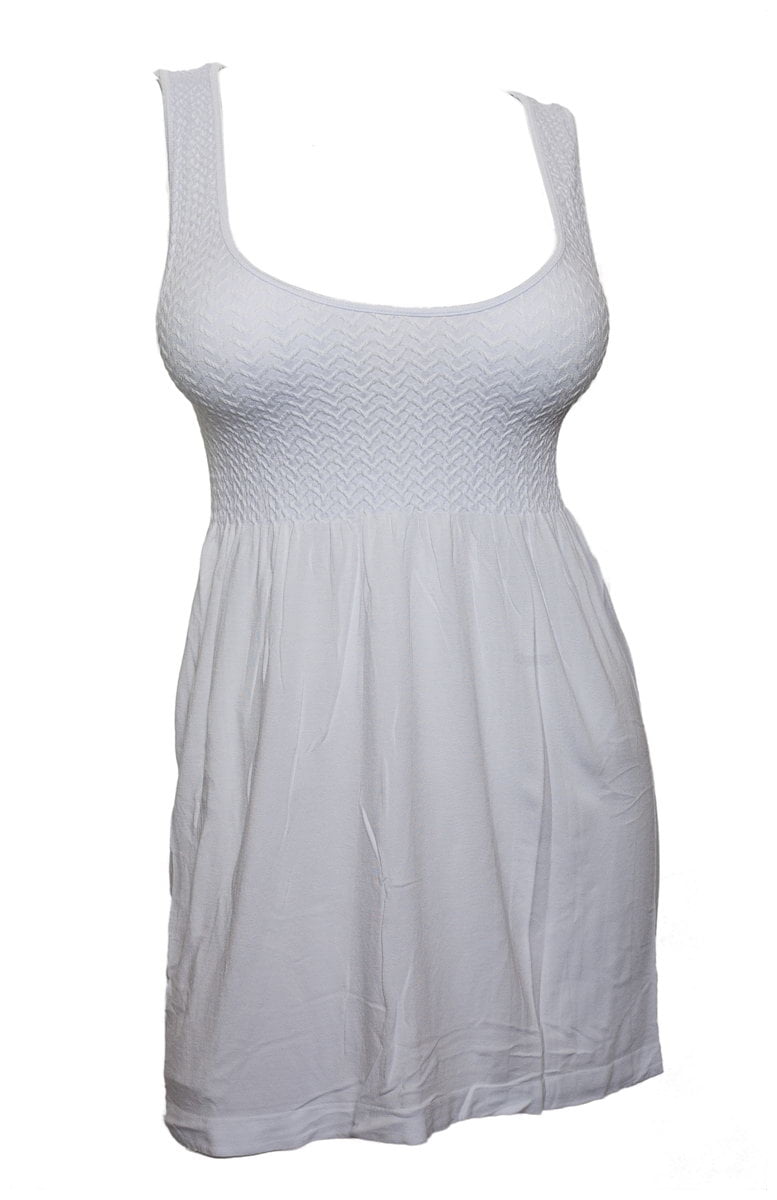 Evogues Plus Size Long Tank Top White