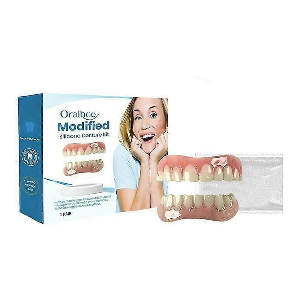 Silicone False Teeth, Upper And Lower Veneers Cover Teeth Imperfect ...