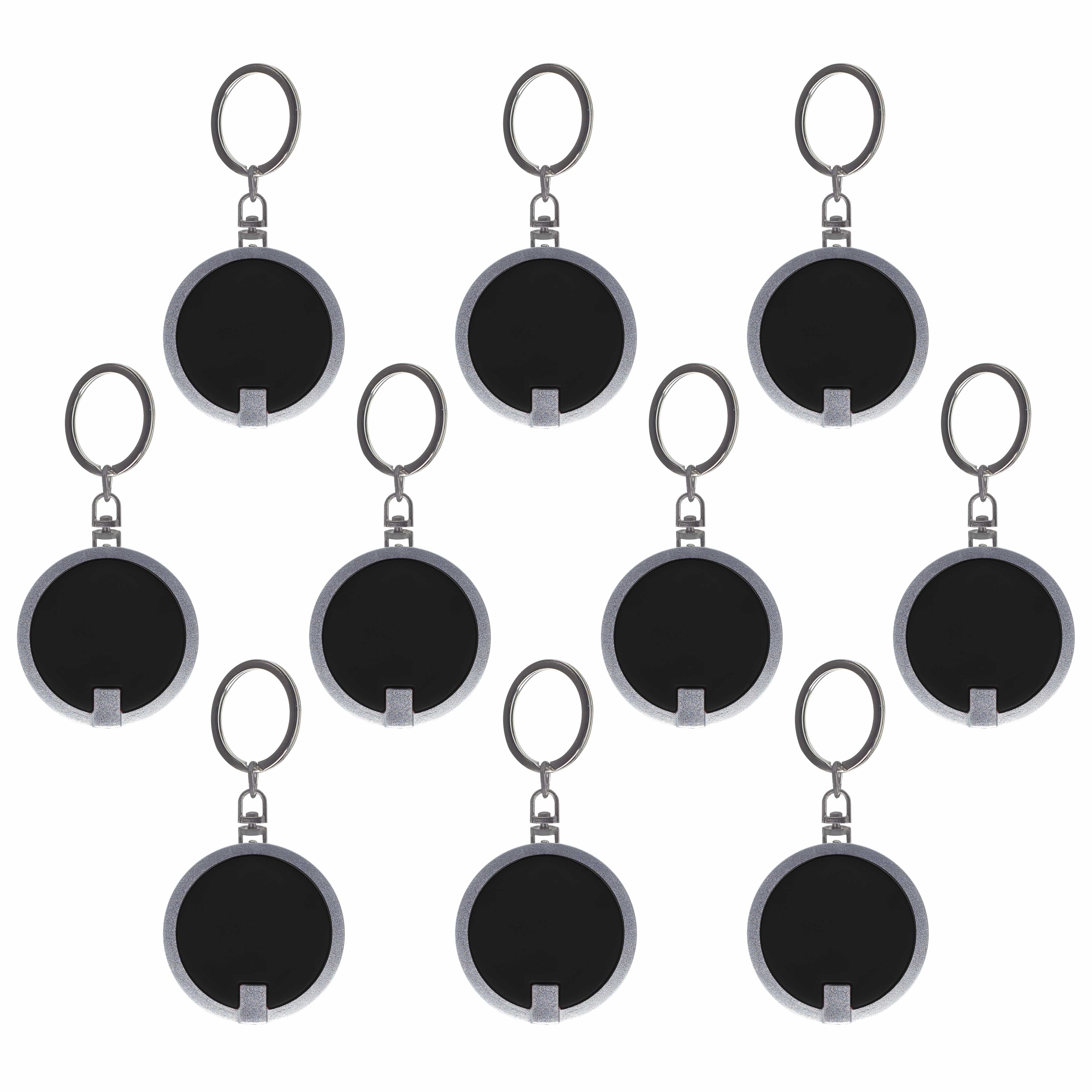 10 Round LED Keychains - Battery included, Plastic - Black - Walmart.com