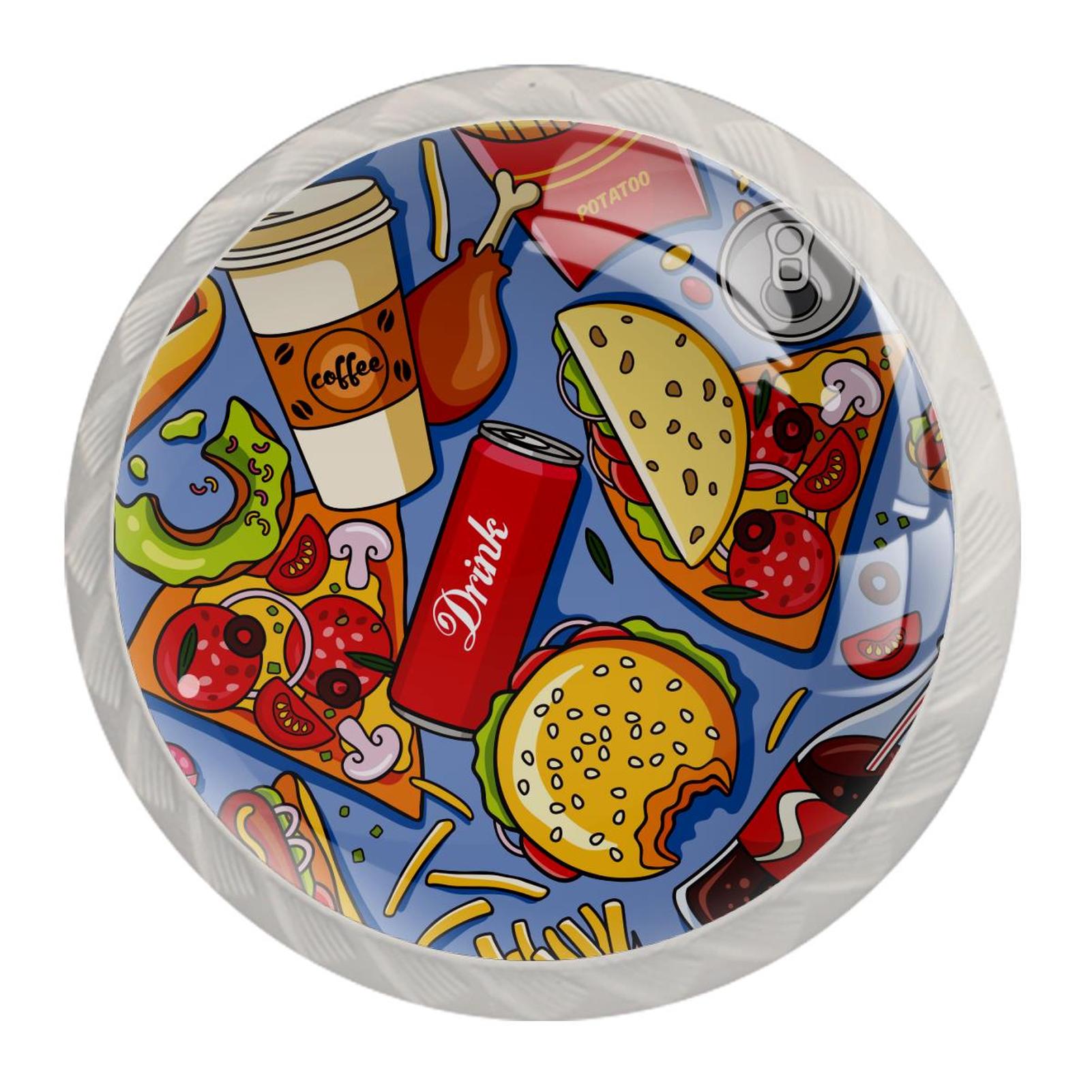 4 Pcs Tasty Food Knobs for Kitchen Cabinet Cupboard Dresser Bookcase ...