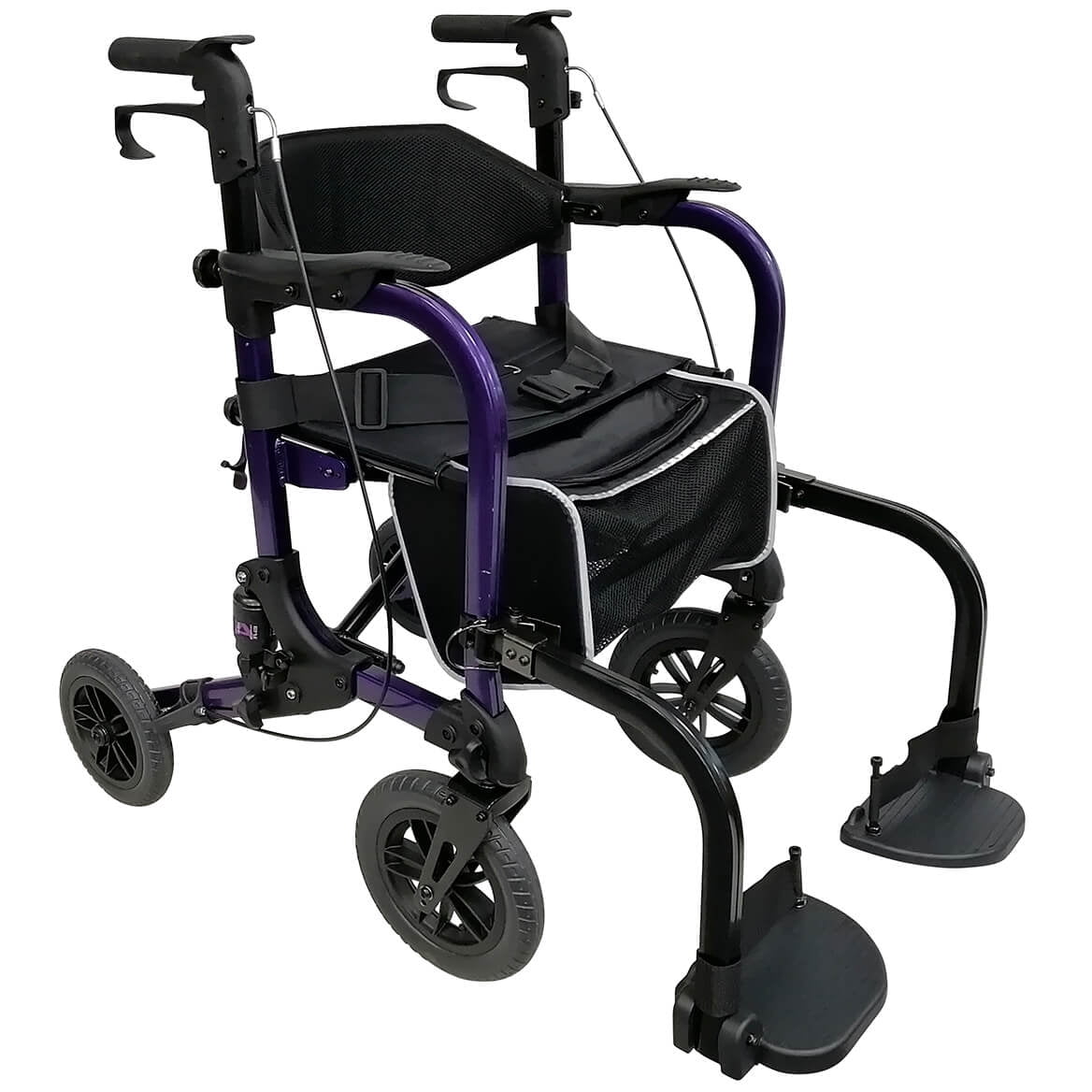 LivingSURETM Rollator Walker & Transport Wheelchair Combo XL, Purple ...